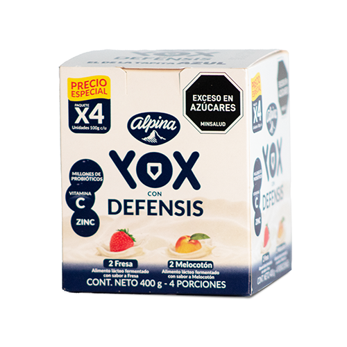 YOX SURTIDO FRESA Y MELOCOTÓN ALPINA 4 UND - 400 G