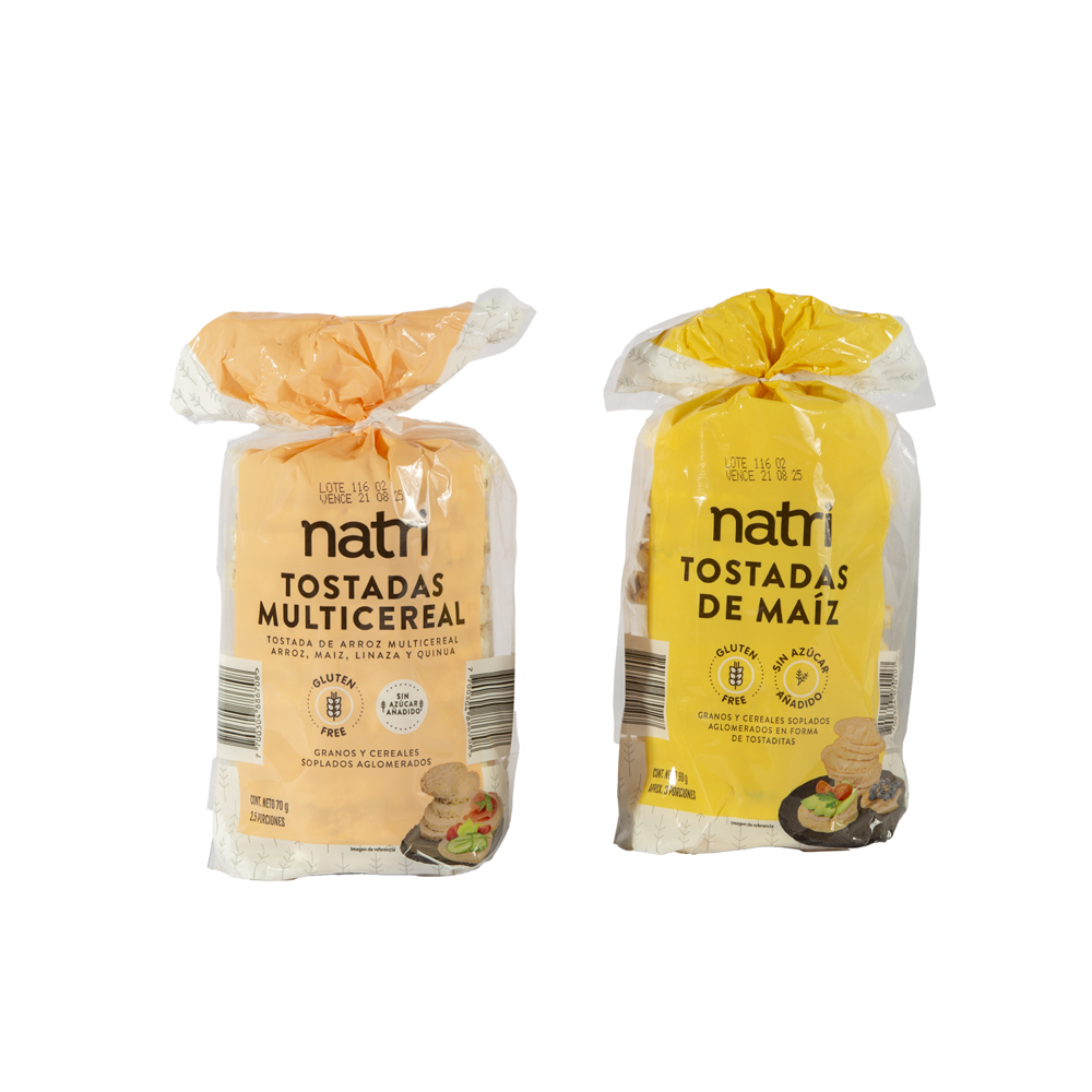 TOSTADA NATRI MULTICEREAL70 GRS / MAÍZ 90 GRS