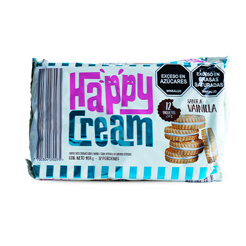 GALLETA HAPPY CREAM VAINILLA 12 PQ 408G