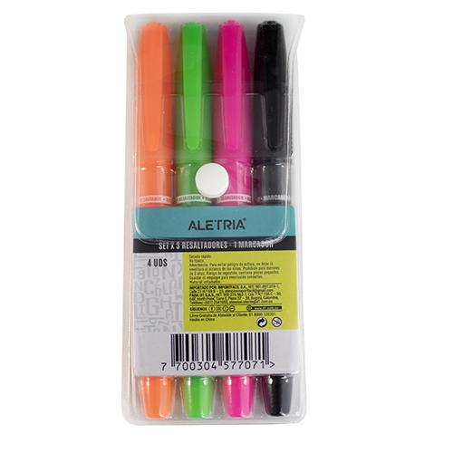 SET RESALTADORES Y MARCADOR (3 RESALTADORES Y 1 PERMANENTE) ALETRÍA X 4 ...