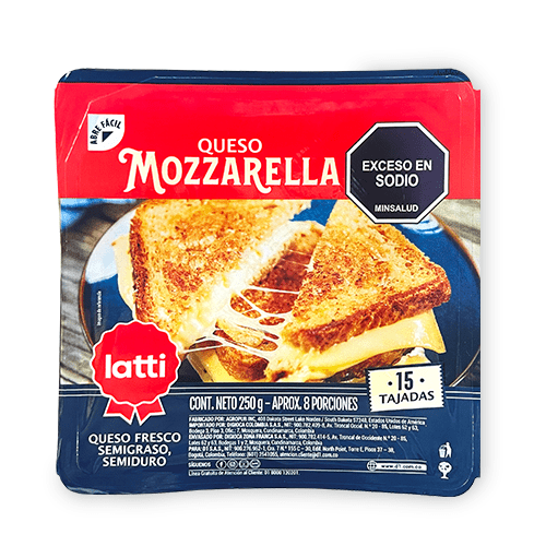 QUESO MOZZARELLA TAJADO X 250G LATTI
