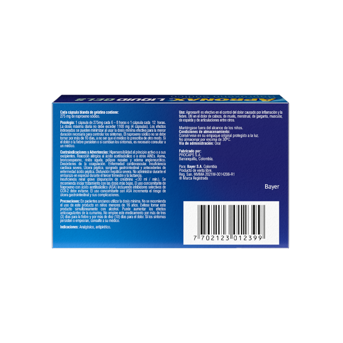 APRONAX LIQUID GEL 4 CÁPSULAS 275 MG