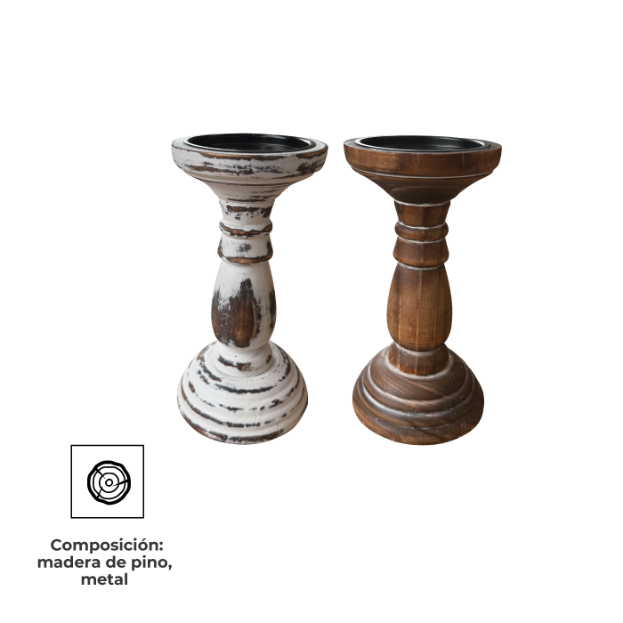 CANDELABRO MADERA 20 CM RED FLAG X 1 UD
